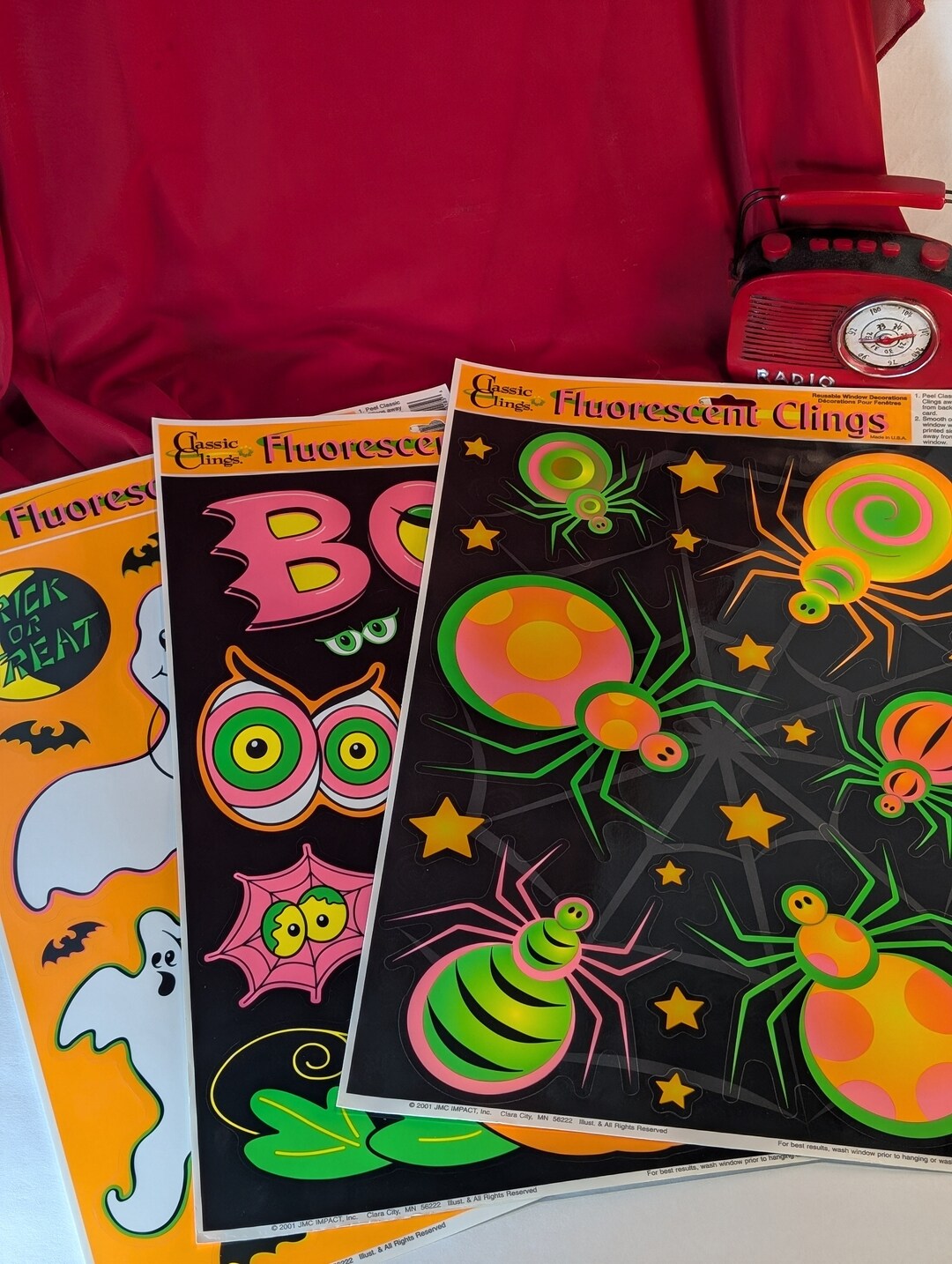 Halloween Classic Clings Fluorescent Reuseable Window Decorations Set ...