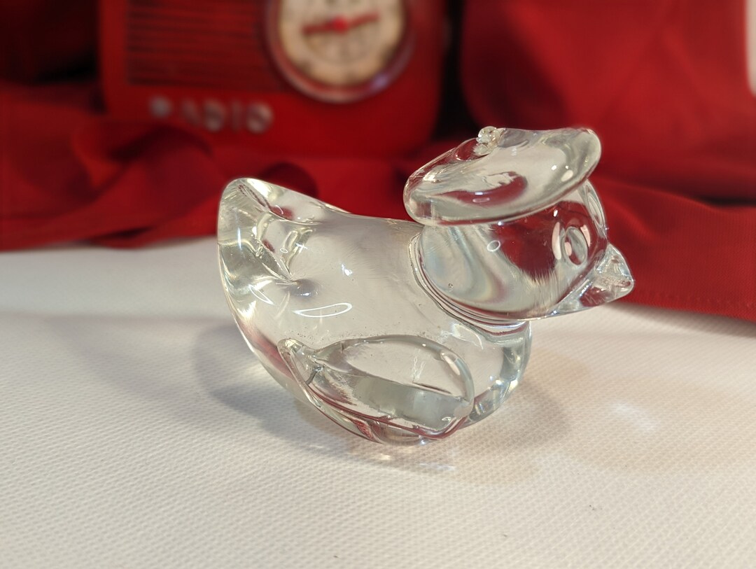 Clear Glass Baby Duck Paperweight Handmade Art Glass Duck With Barret ...