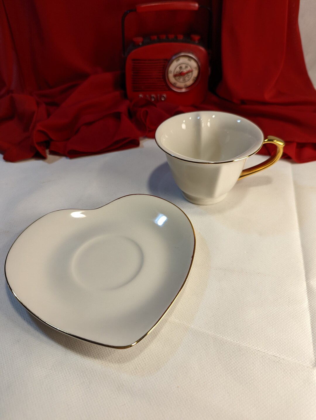 Heart Shaped Tea Cup and Saucer Classic Coffee and Tea White - Etsy