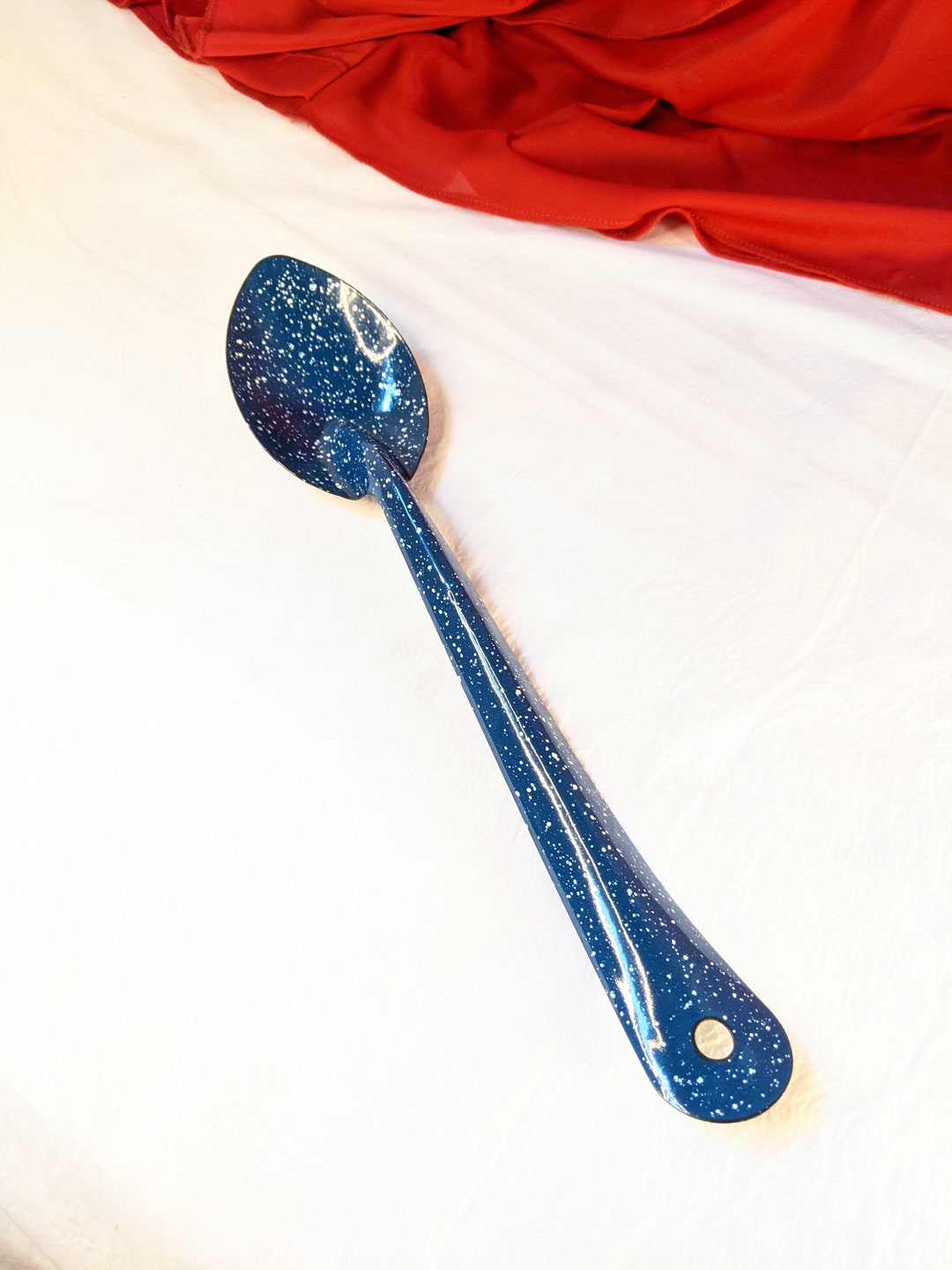 Vintage Enamel Splatterware White on Blue Enamelware Kitchen Cooking ...