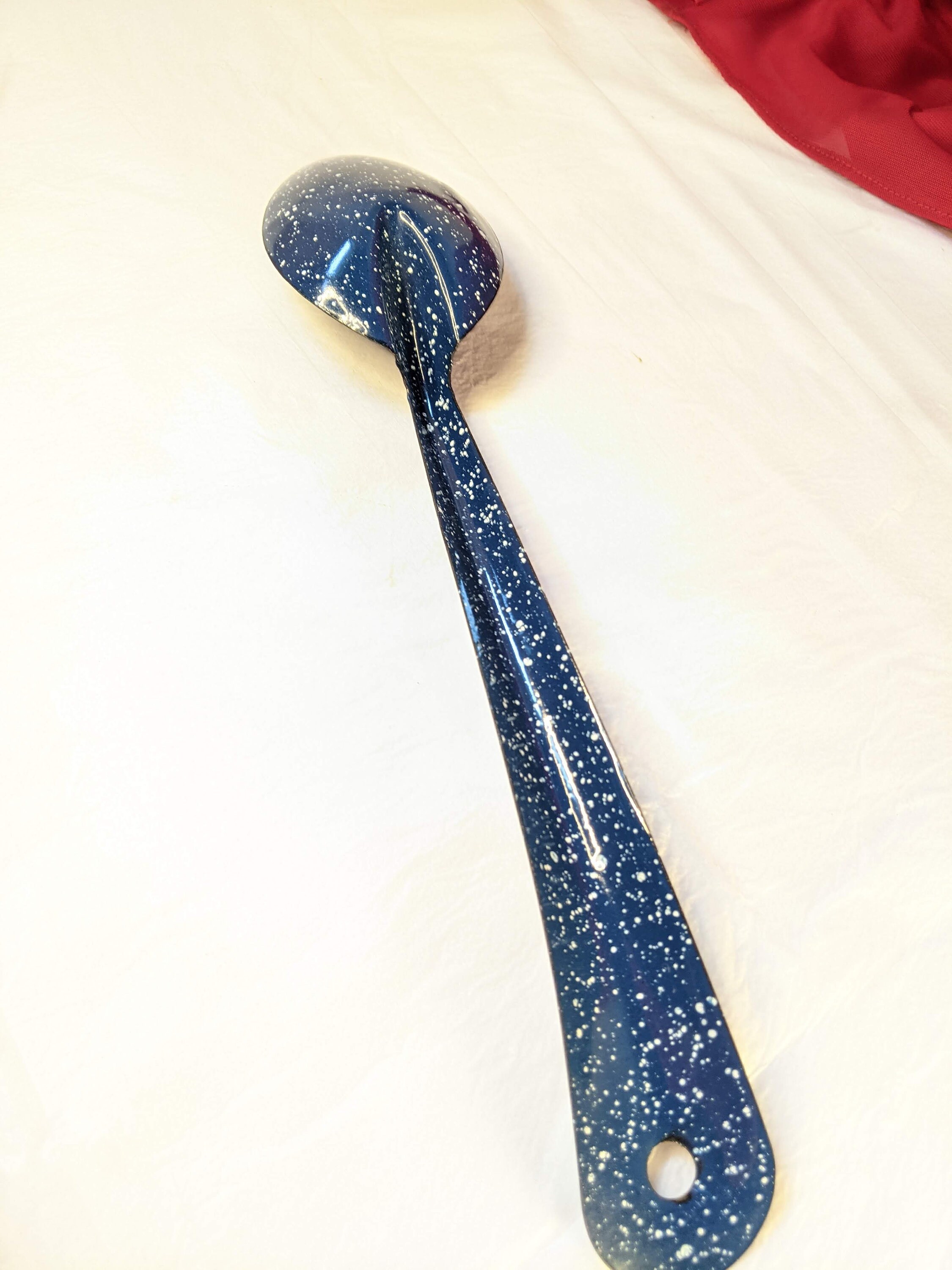 Vintage Enamel Splatterware White on Blue Enamelware Kitchen - Etsy