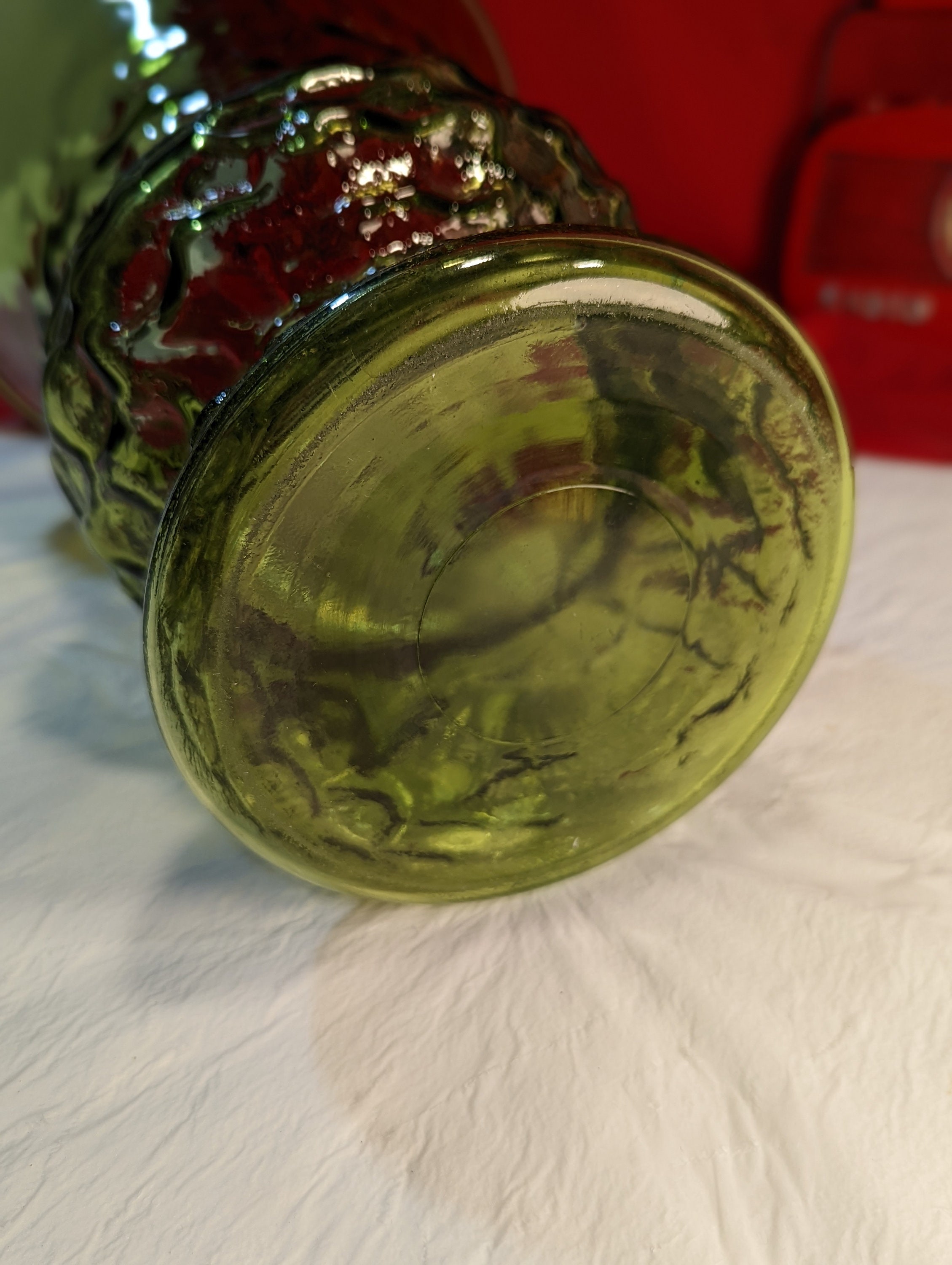 Crinkle Glass Green E O Brody Flower Vase Deep Green Art Glass - Etsy