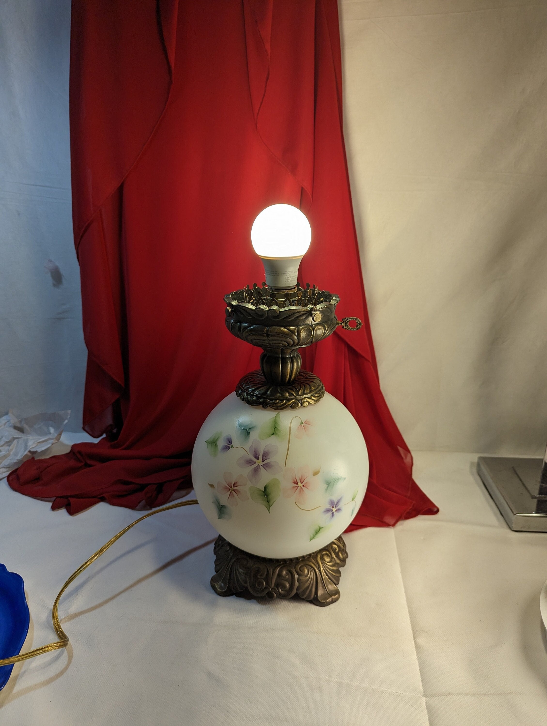 Fenton Art Glass Lamp BASE Only Dreamy Violets Gone With the - Etsy