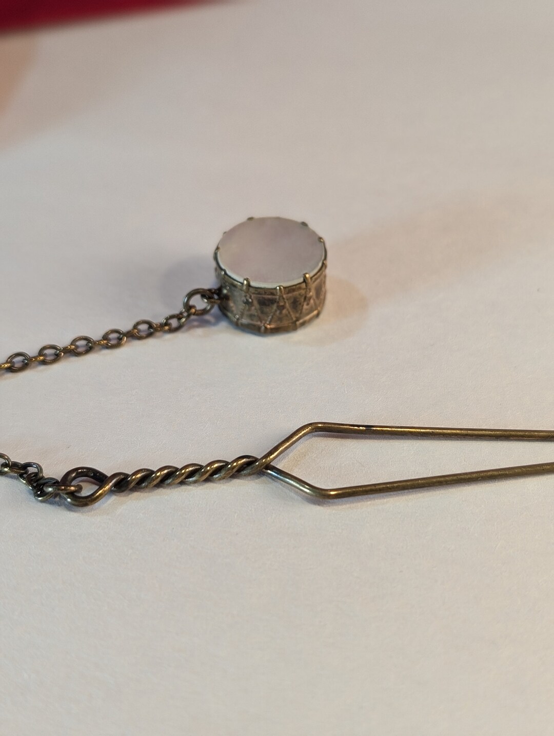 Miniature Snare Drum Button Slide Pendant Victorian Mother of Pearl ...