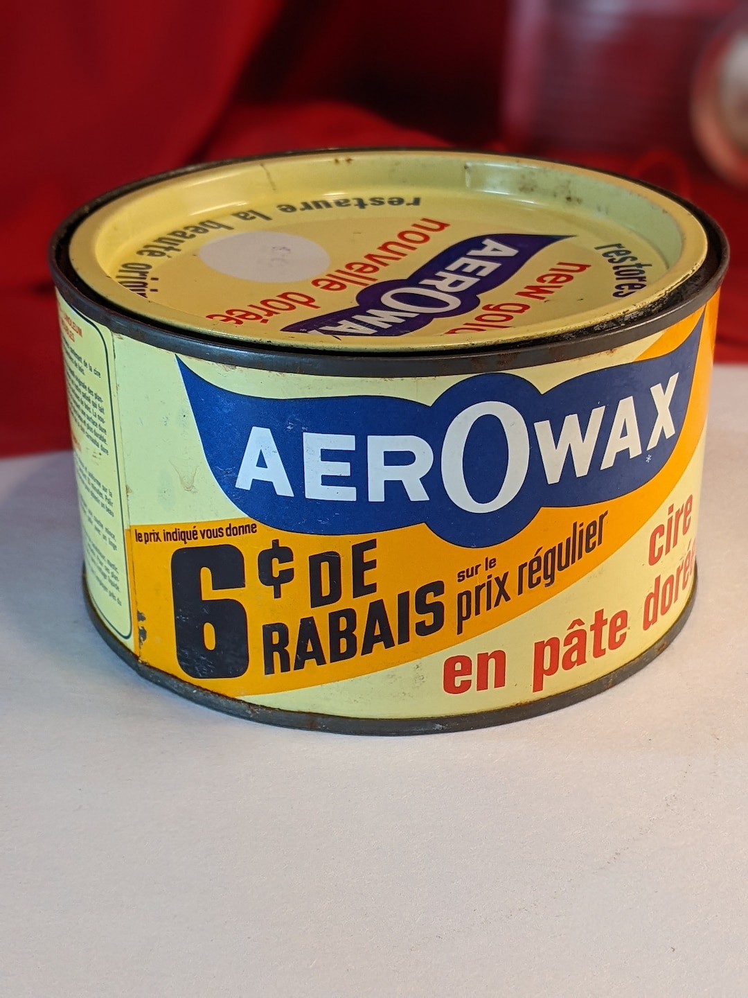 Vintage Tin Aerowax Paste Wax 5" Round Tin Colourful Collectible Tin 1 ...