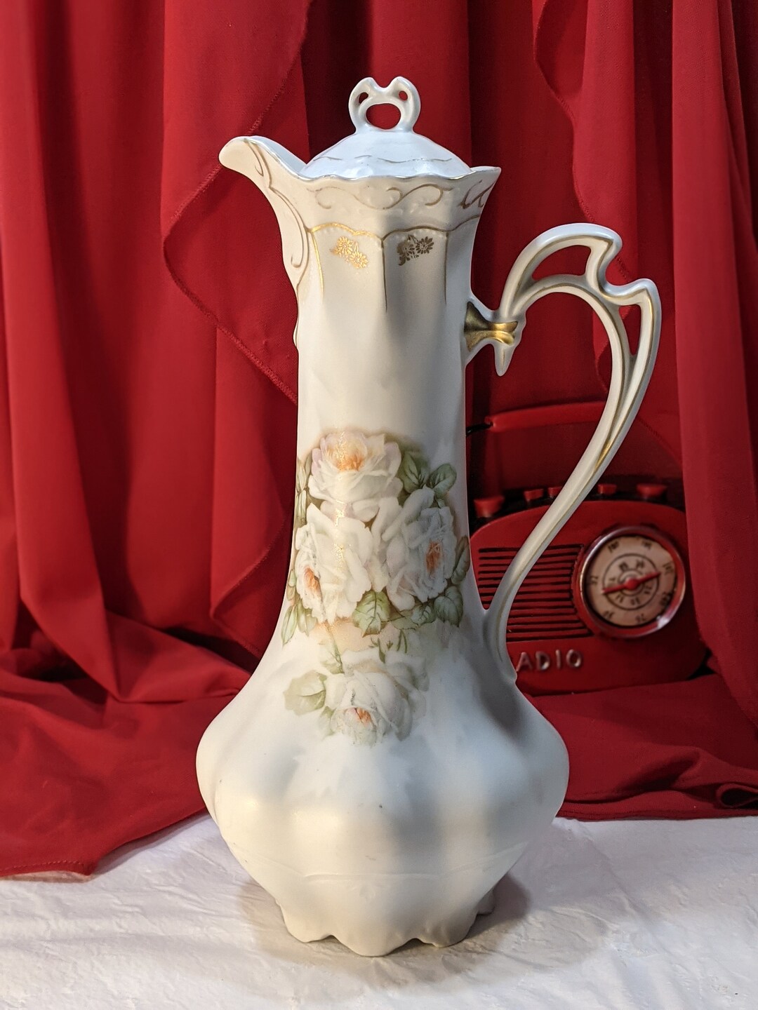 MZ Austria Chocolate Pot Moritz Zdekauer Porcelain Decanter Pot White ...