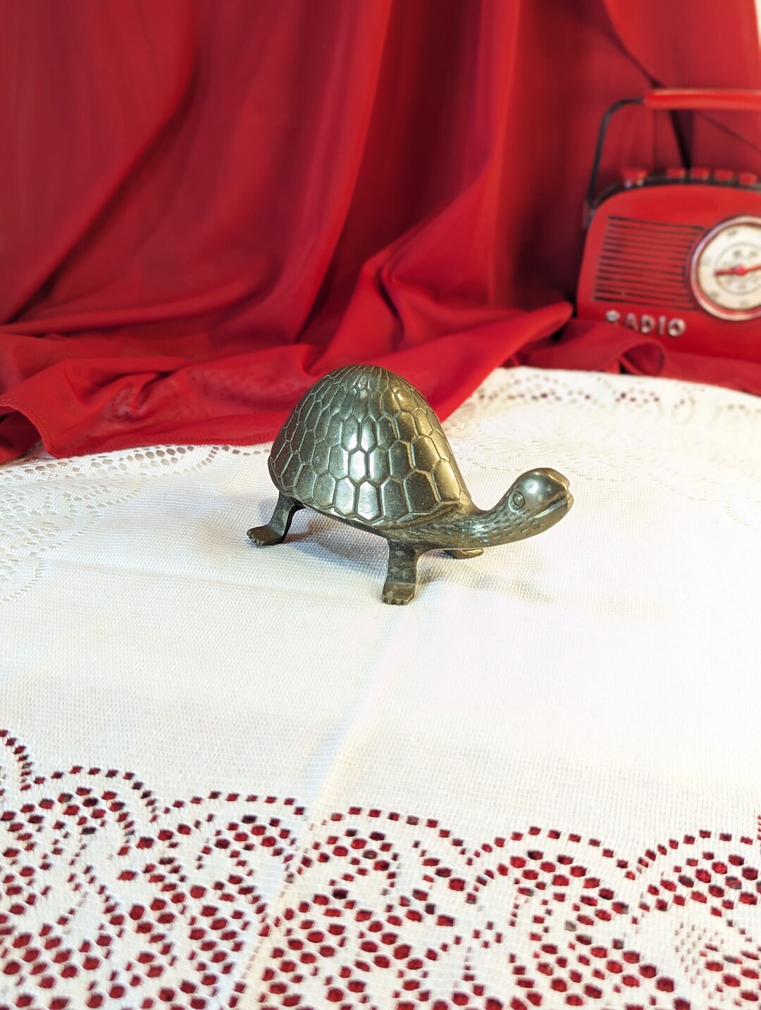 Bras Turtle Figurine Cartoonish Design Trotoise Figure Vintage Brass ...