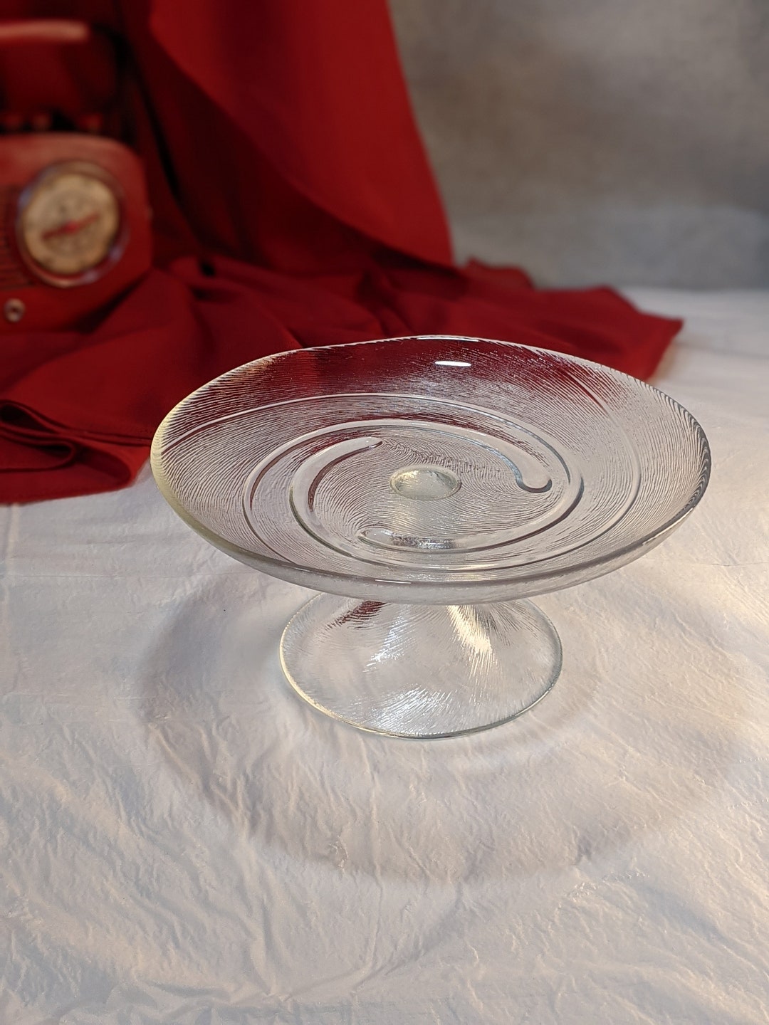 Depression Glass Cake Plate, Sandwich Plate, Sweet Plate, Clear Glass ...