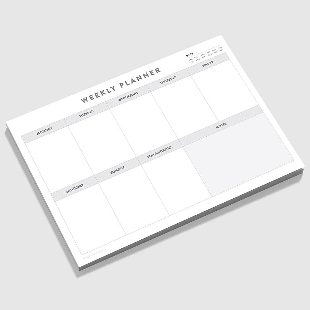 Essential Weekly Planner Pad Desk Organiser to Do List Schedule Meal ...