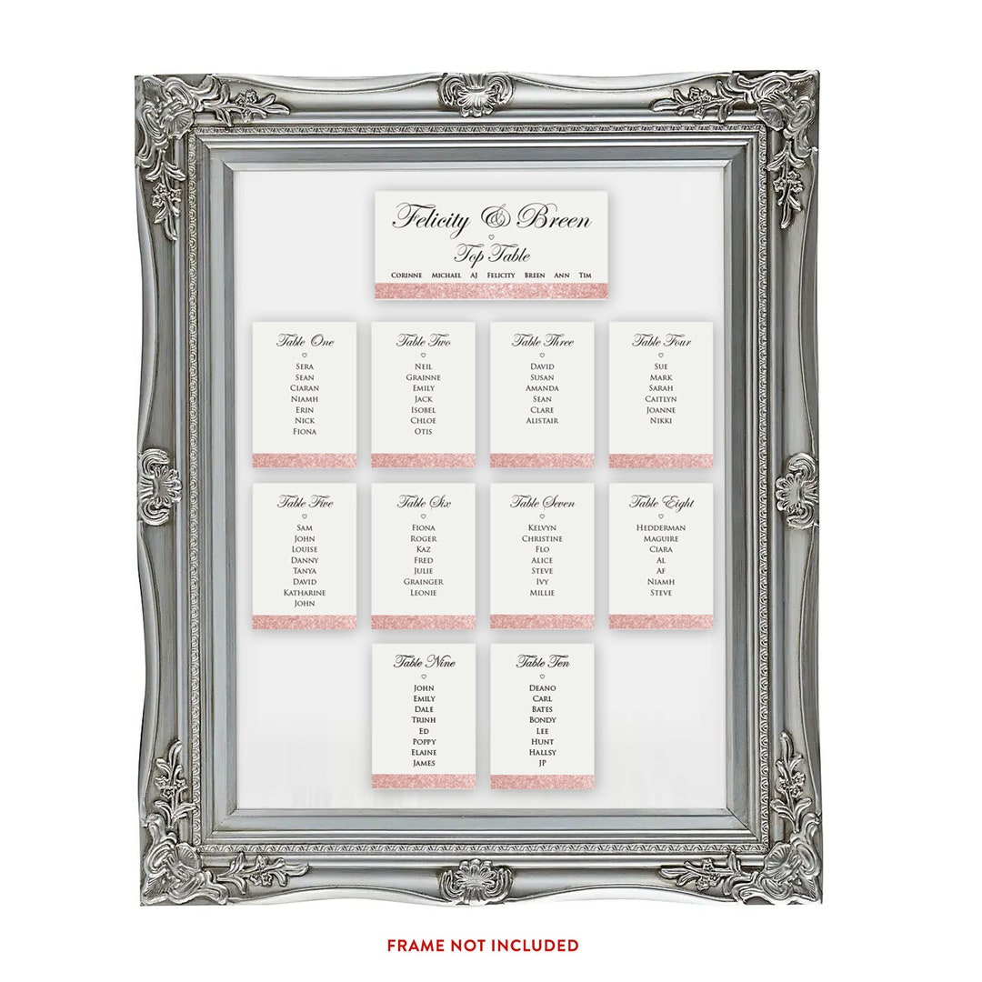 Personalised Party Table Seating Planner Cards for Weddings Birthdays ...