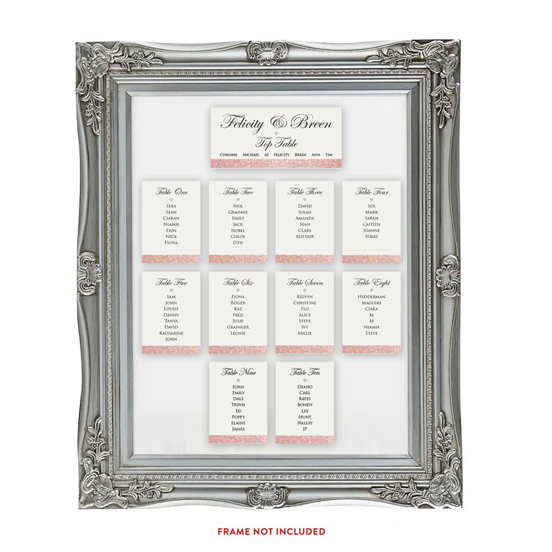 Personalised Party Table Seating Planner Cards for Weddings Birthdays ...