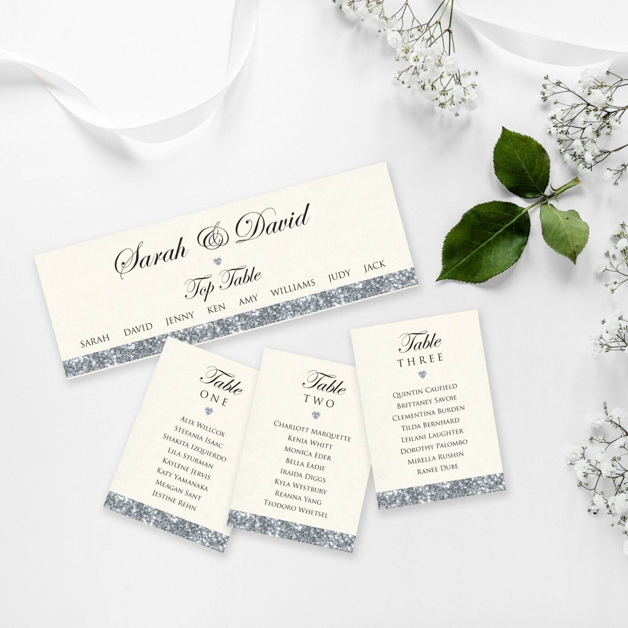Personalised Party Table Seating Planner Cards for Weddings Birthdays ...