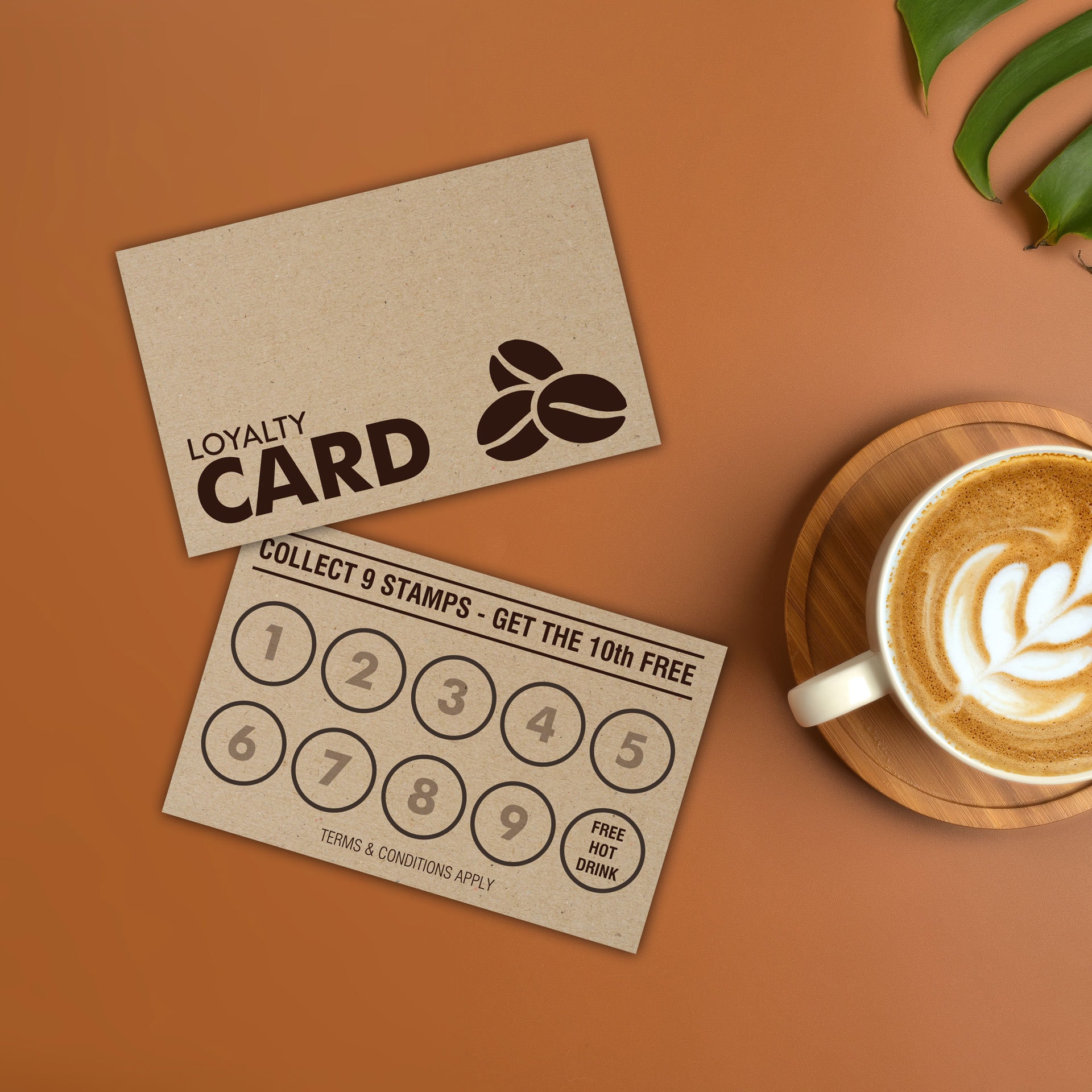 Rustic Kraft Paper Loyalty Reward Cards Coffee Shop Cafe Hotels Pubs ...