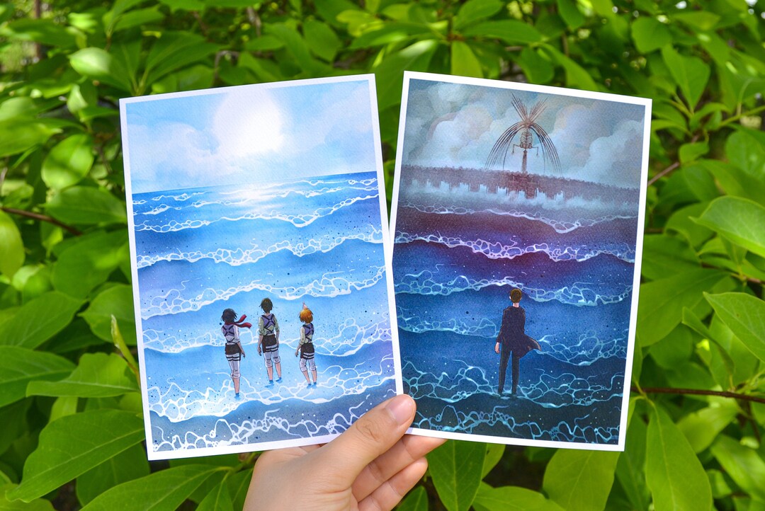 Anime Ocean Landscape Print | Reimagined Fanart on Hemp - Etsy