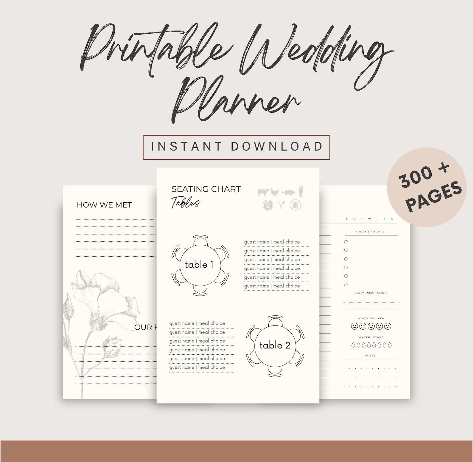 300+ Pages Printable Wedding Planner Book (PDF Download) - Etsy