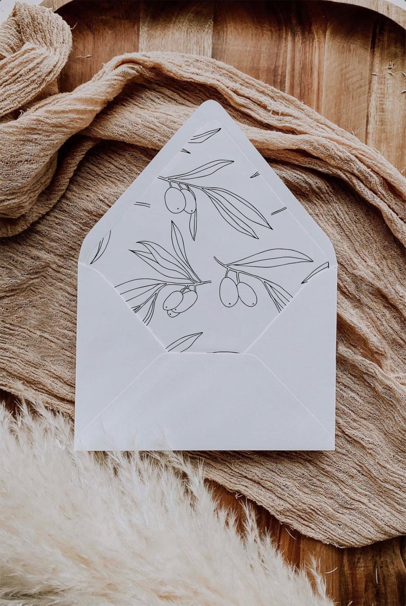 Envelope Liner Wedding Invitation Olive Insert Downloadable A1 Square ...