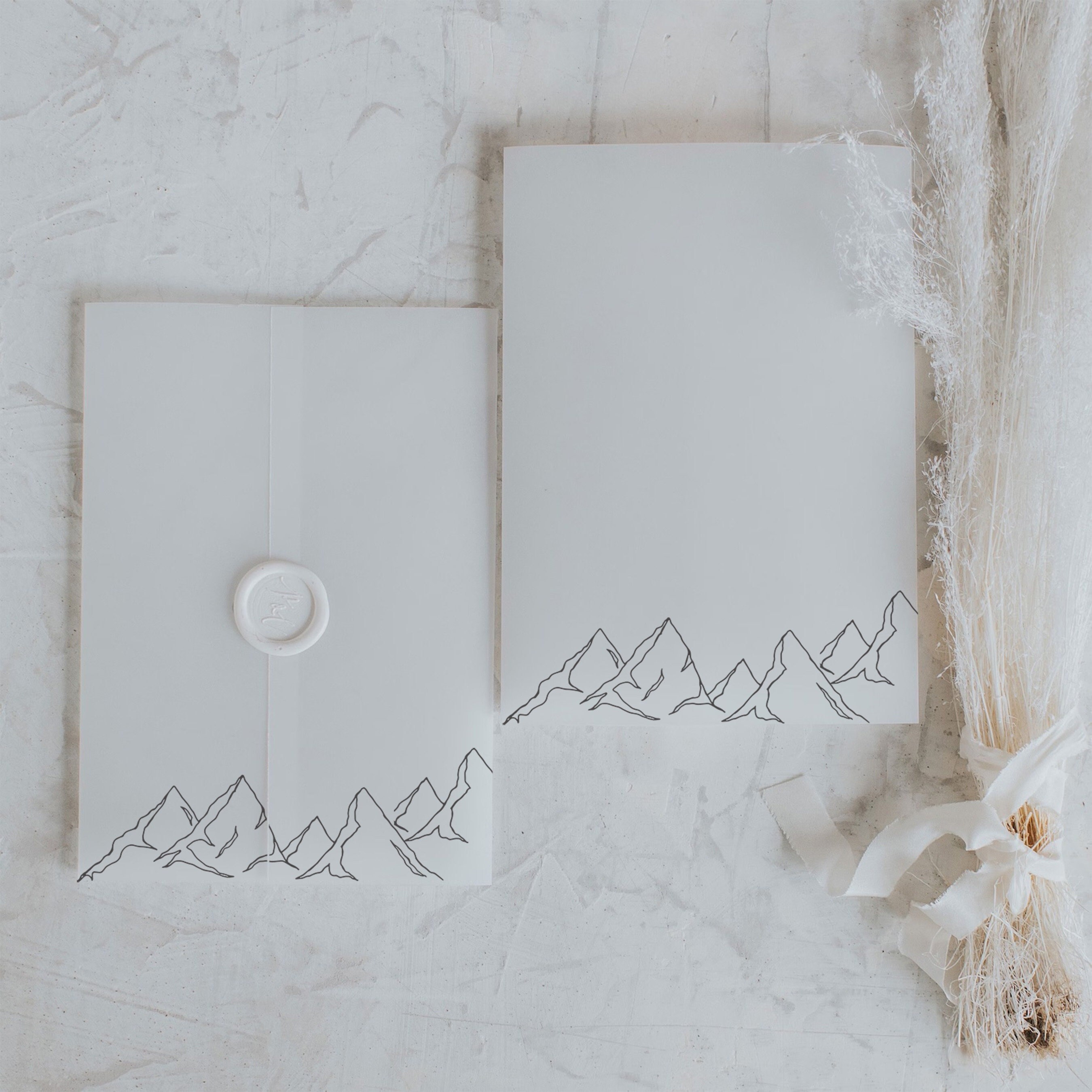 Printable Vellum Wedding Invitation Wrap: Minimal Mountain Design ...