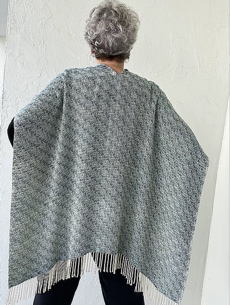 Teal/white Ruana - Etsy