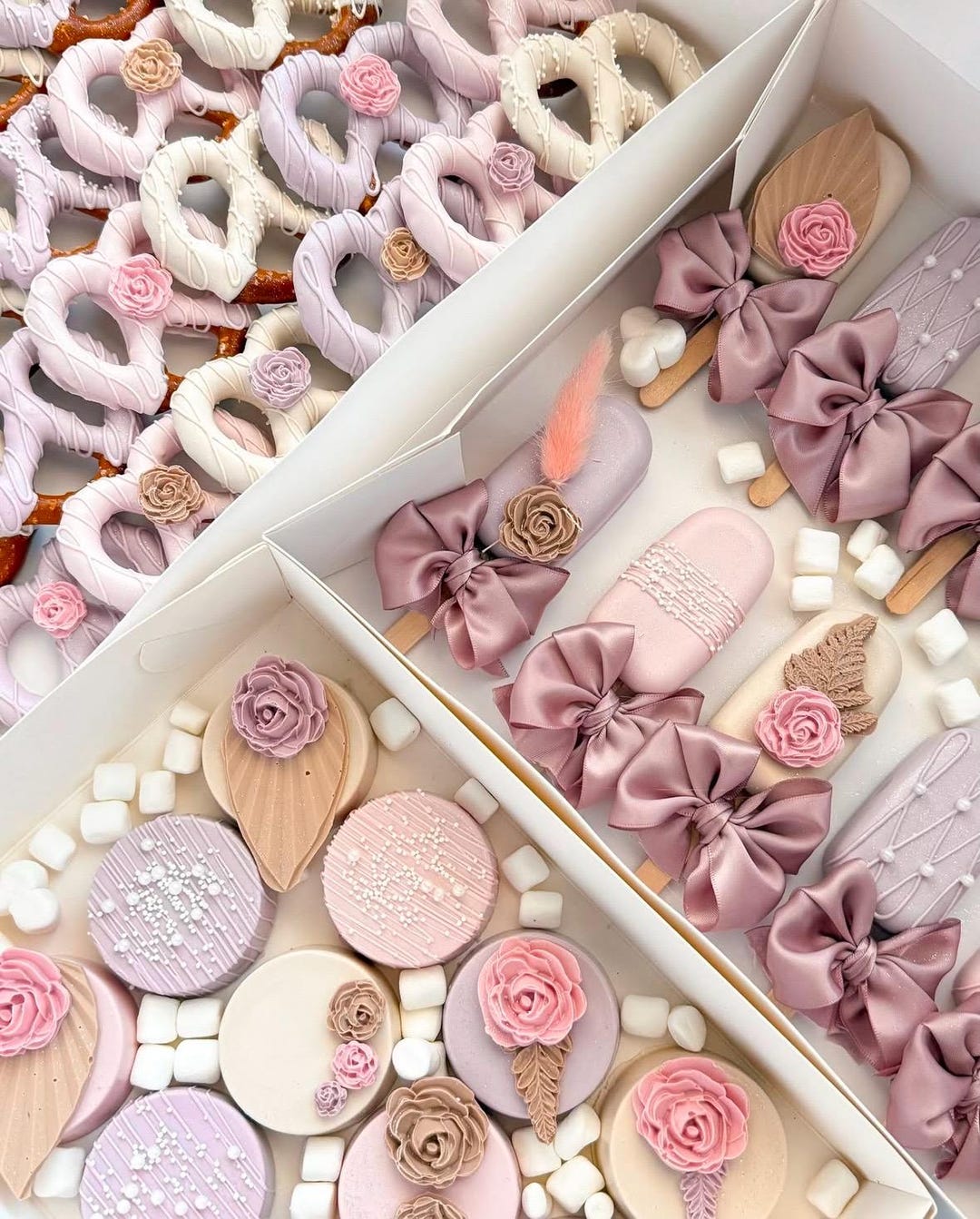 Dusty Rose & Mauve Boho Dessert Table Treats Package, Cakescicles Oreos ...