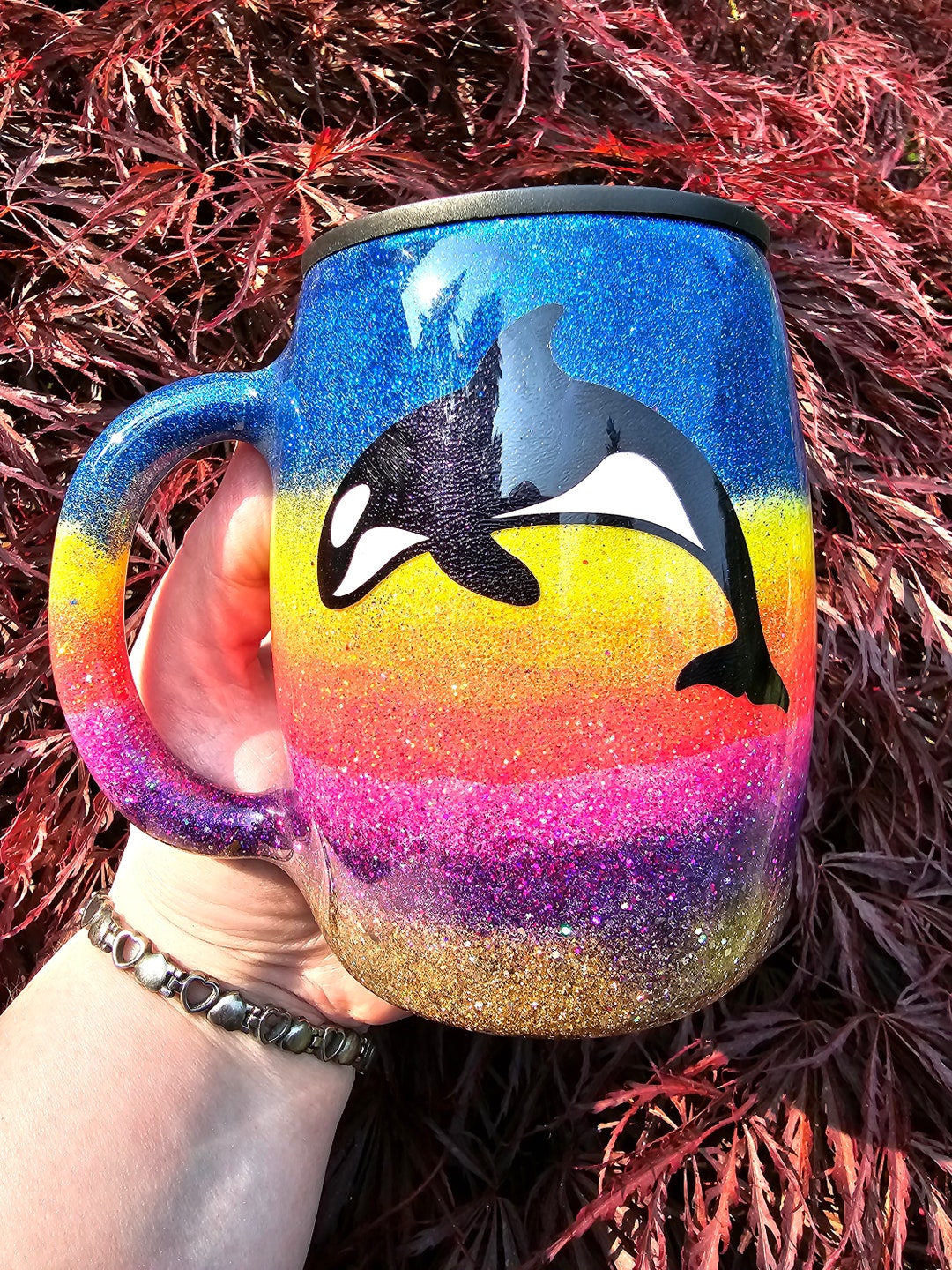 14oz Beach Sunrise Orca Coffee Cup Stainless Steal Coffee Mug - Etsy