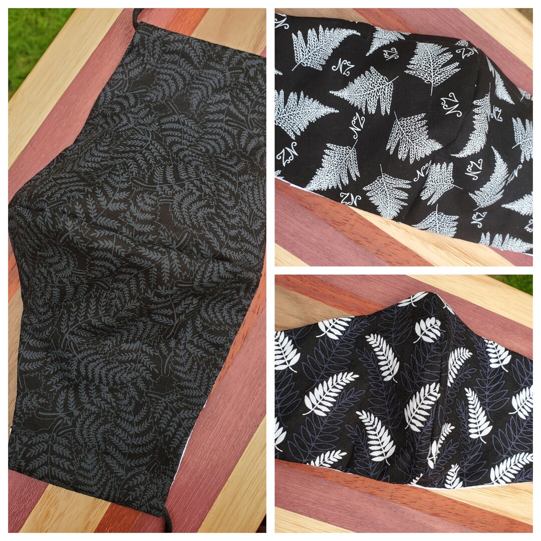 New Zealand Masks 3 Mask Bundle Silver Ferns NZ Face Covering 2 Layer ...