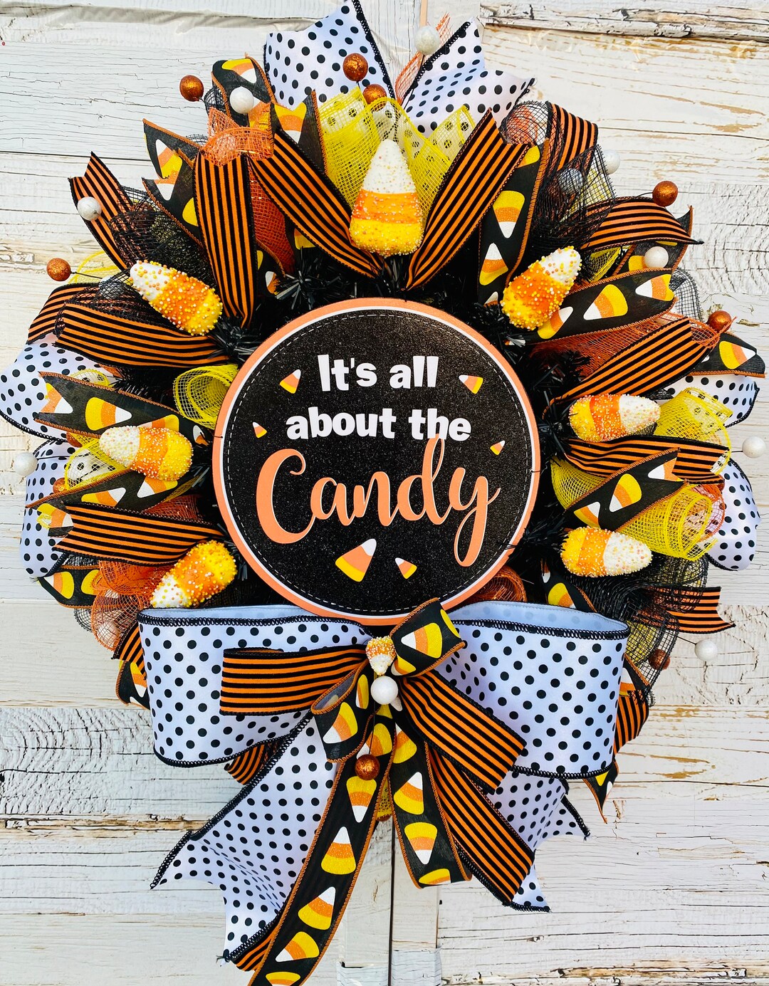 Halloween Wreath, Halloween Decor, Halloween Front Door Decor, Candy ...