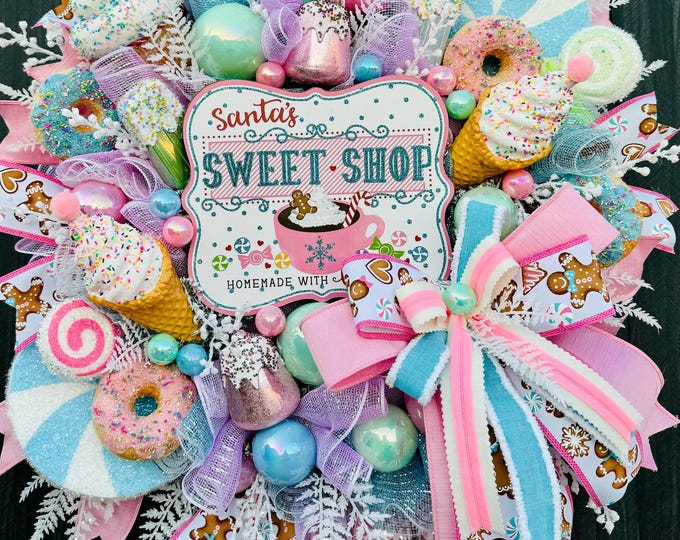 Gingerbread Wreath, Pink and Blue Wreath, Candyland Wreath, Gingerbread ...