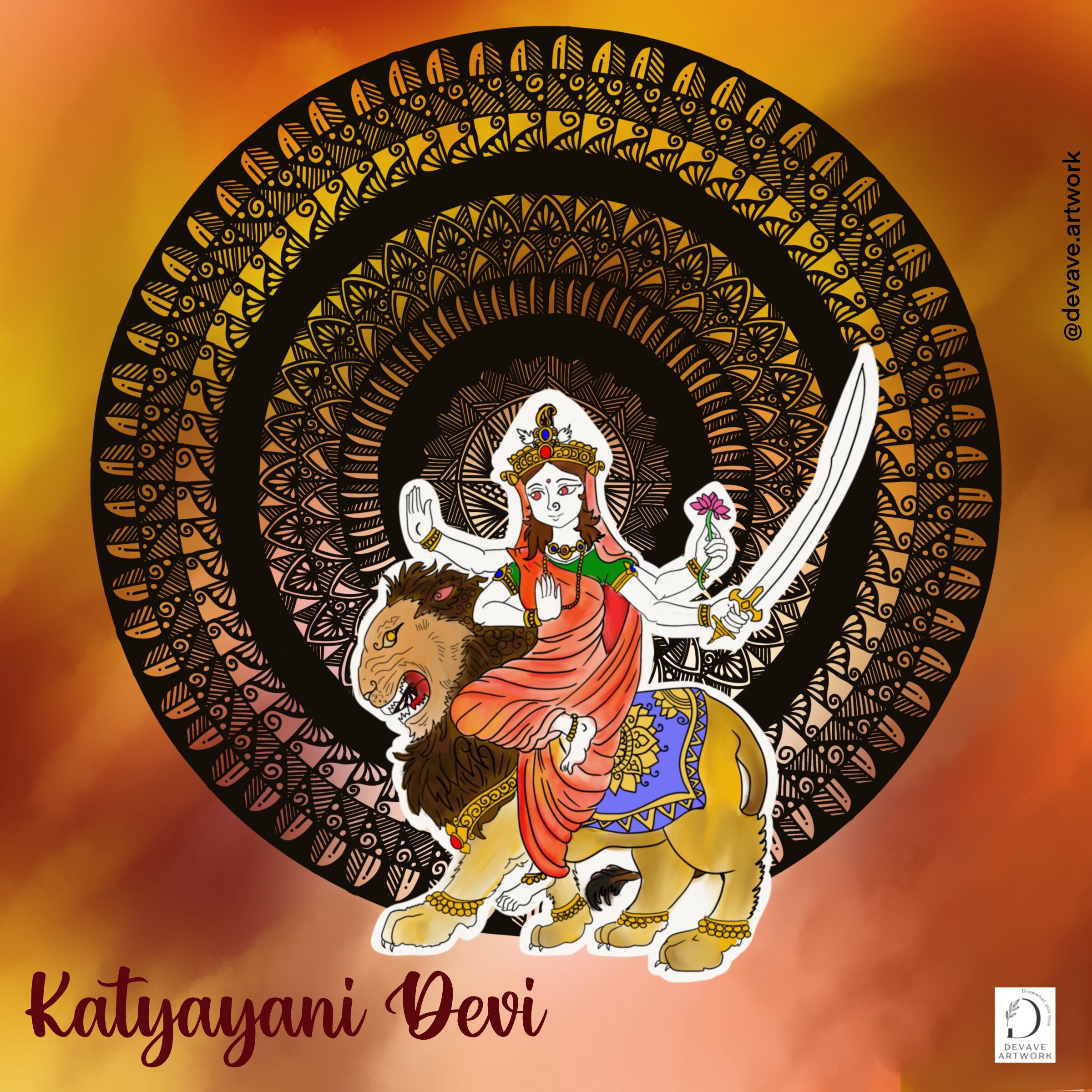 Instant Download Nav Durga Mandala Art Printable Zen Wall Art Decor ...