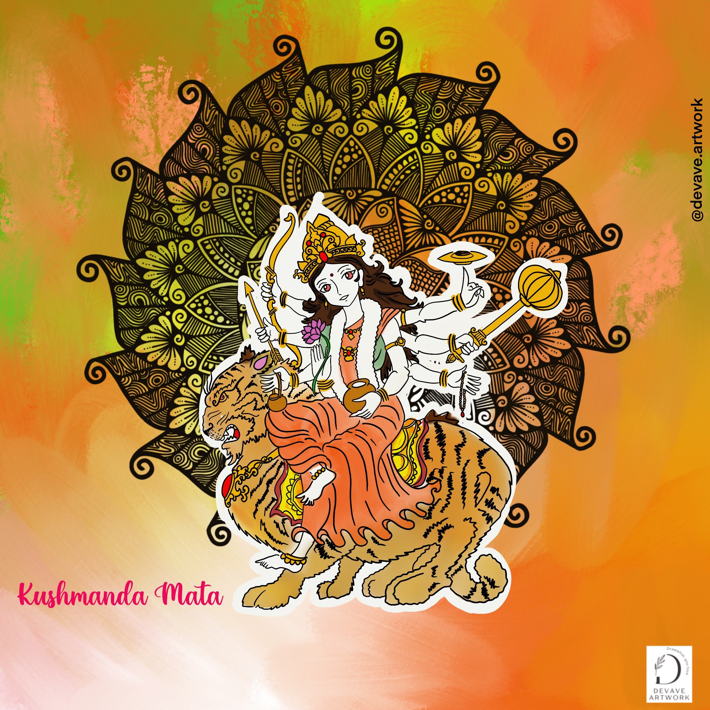 Instant Download Nav Durga Mandala Art Printable Zen Wall Art Decor ...