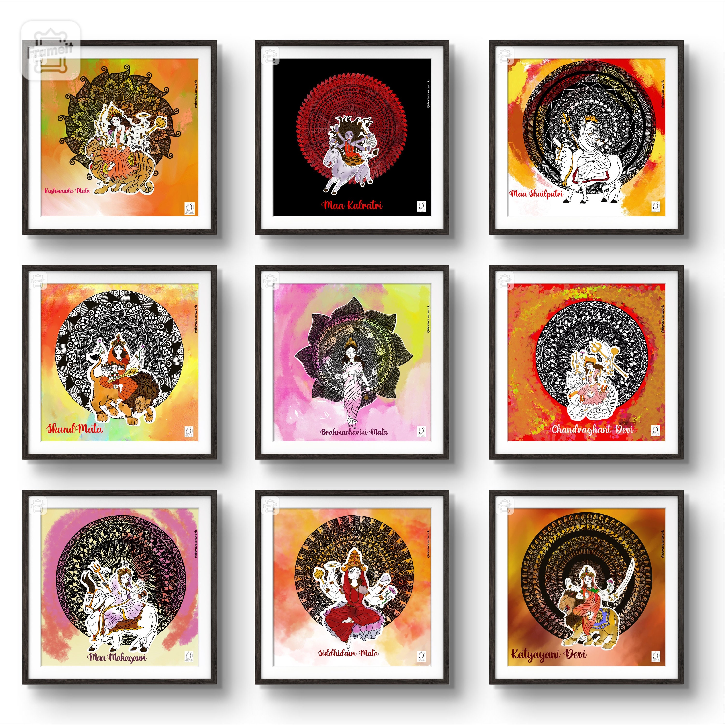Instant Download Nav Durga Mandala Art Printable Zen Wall Art Decor ...
