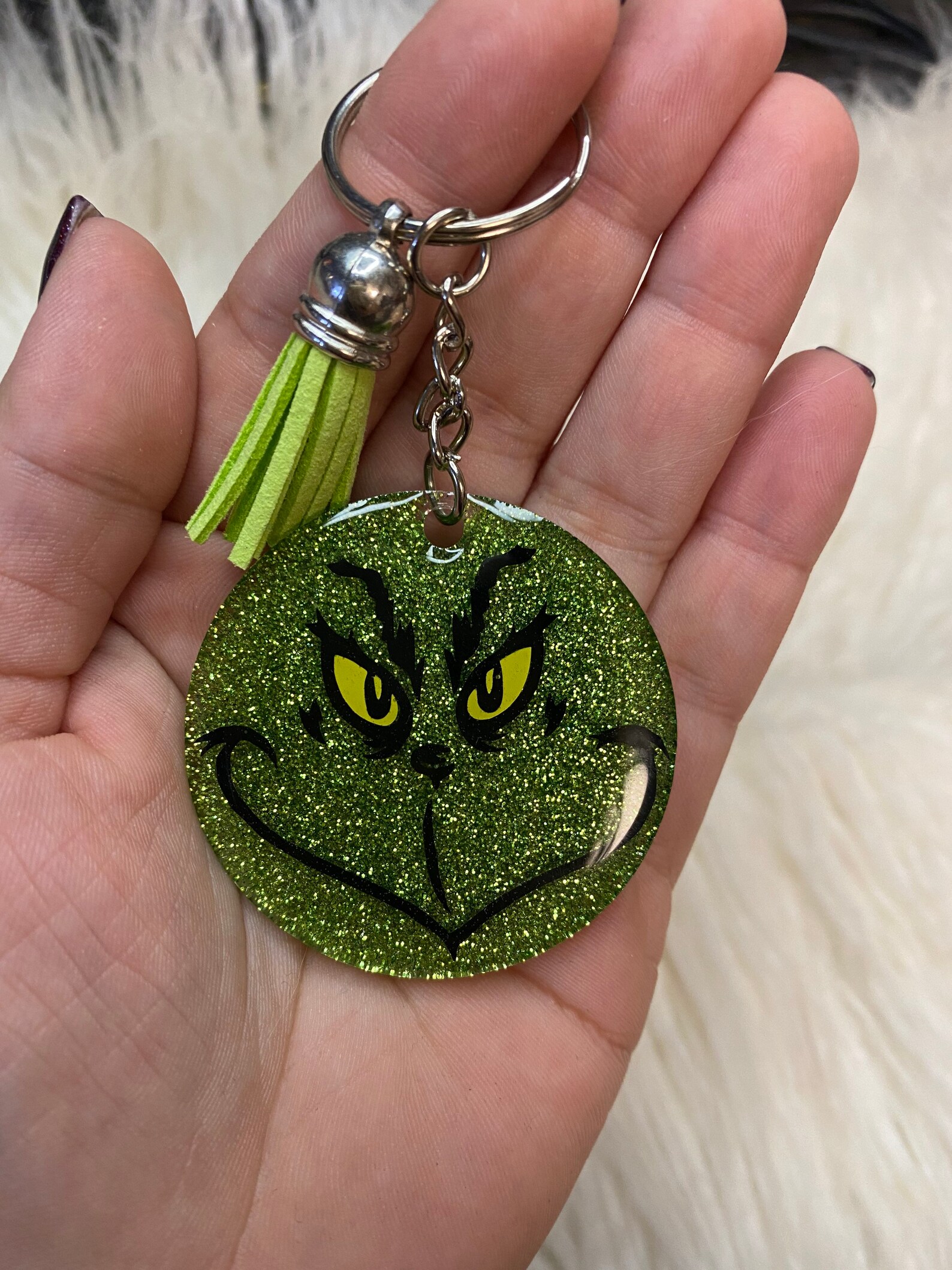 The Grinch Face Keychain - Etsy