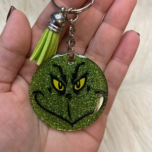 The Grinch Face Keychain - Etsy
