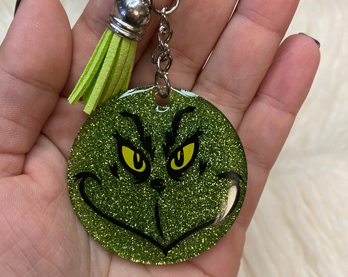 The Grinch Face Keychain - Etsy