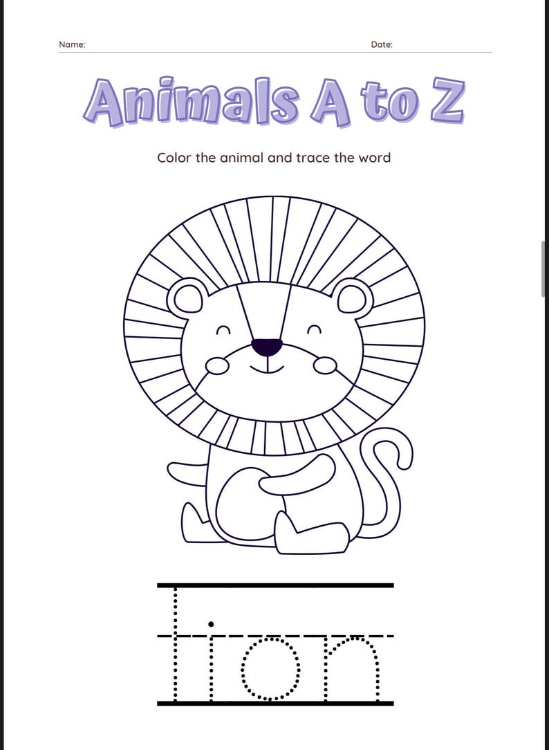 Animals Alphabet A to Z Coloring Pages | ABC Animal Worksheets for Kids ...