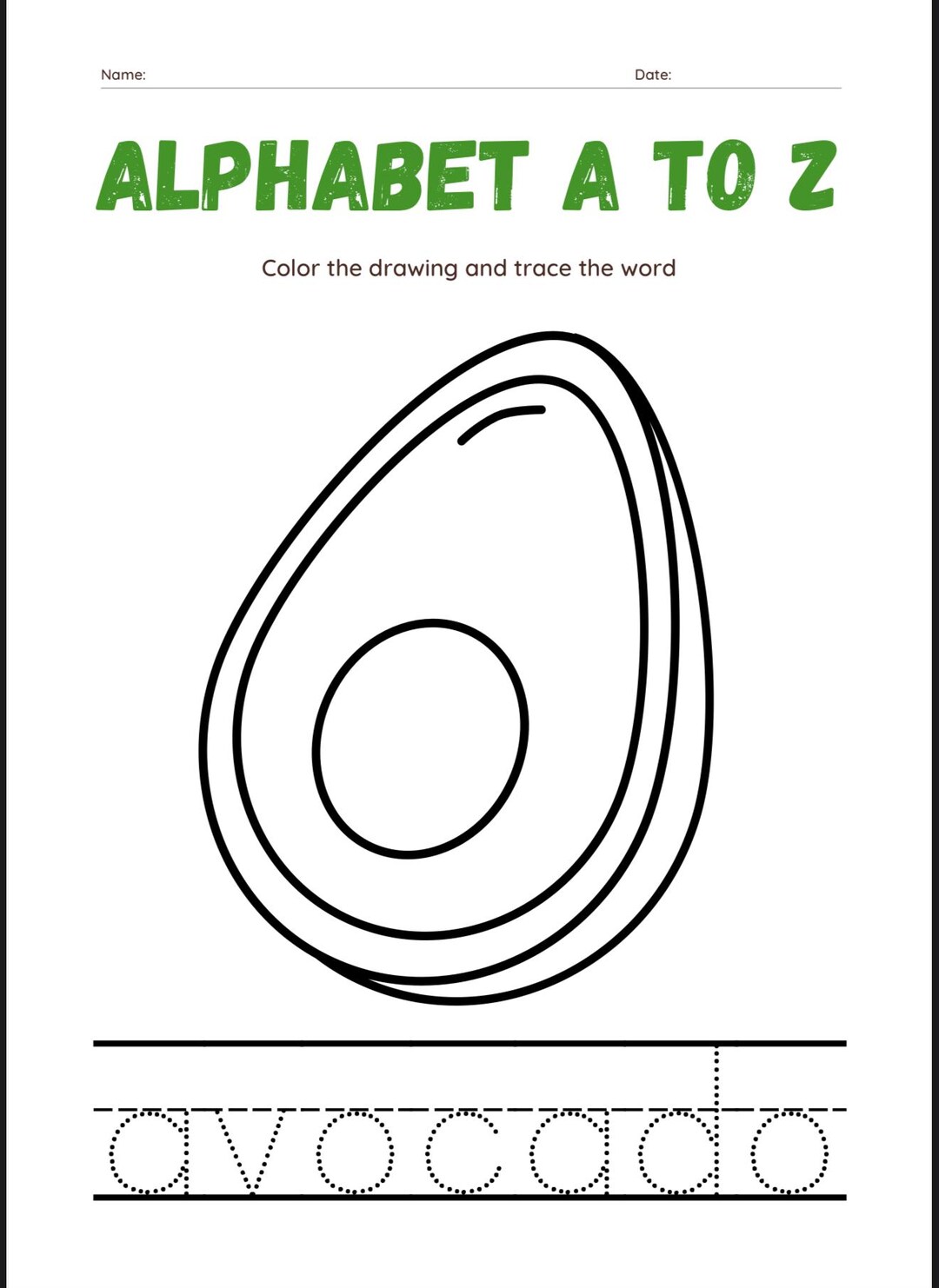 Alphabet A to Z Fruit Coloring Pages | Printable ABC Tracing Worksheets ...