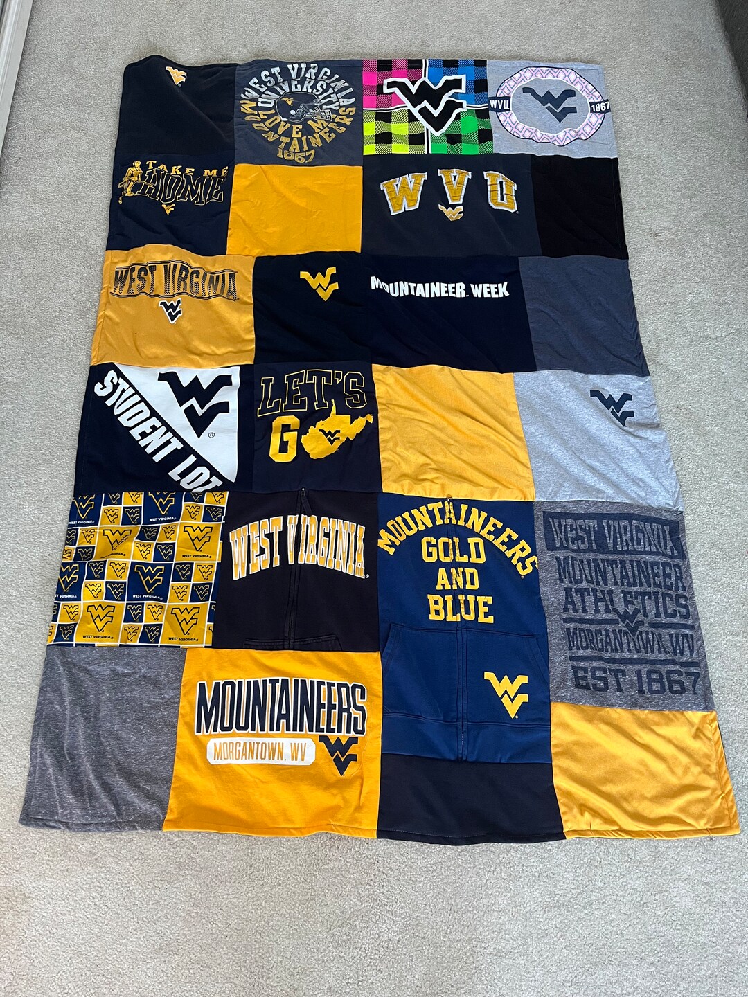 WVU T-shirt Quilt - Etsy