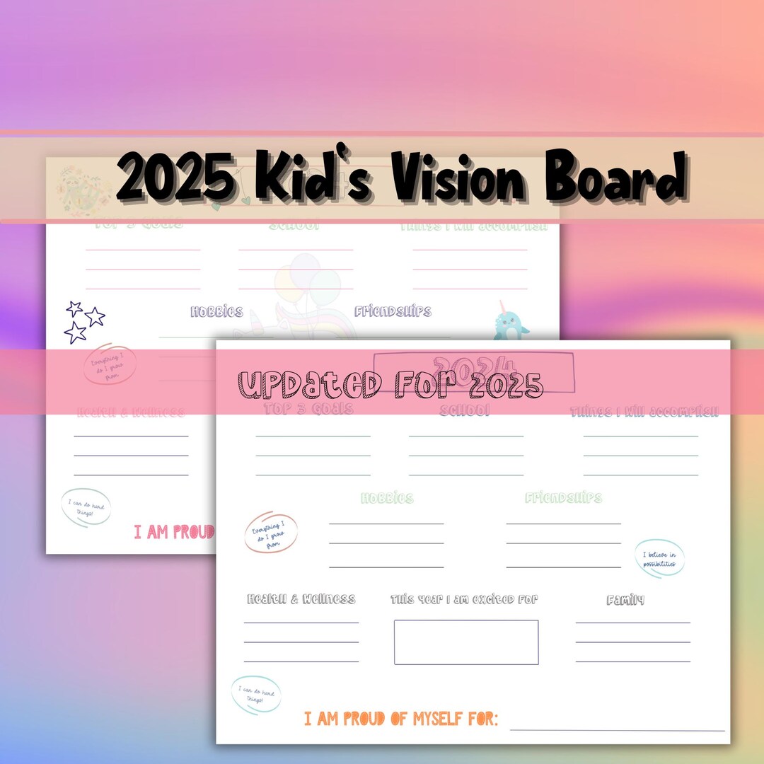 2025 Kid's Vision Board | Vision Board for Children | Goal Setting ...