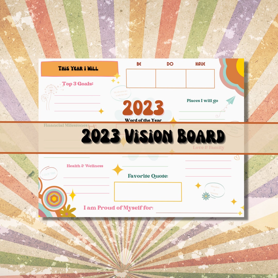 Vision Board Retro 70s Aesthetic PRINTABLE Goal Setting - Etsy
