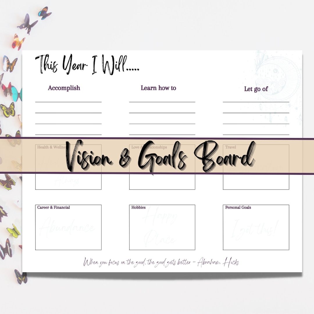 Vision Board Template | Goal Board | PRINTABLE | Goal Setting | Future ...
