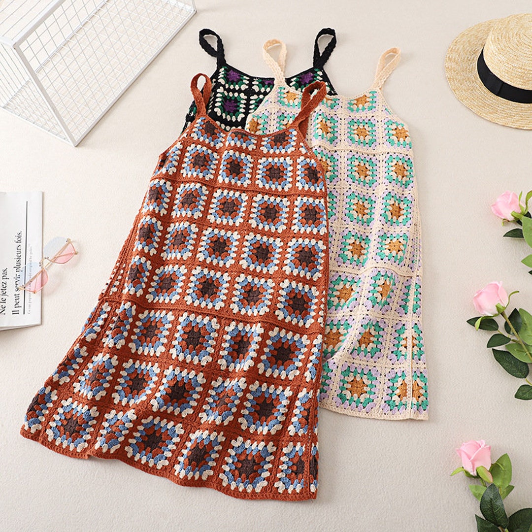 Crochet Dress Check Pattern Dress Crochet Dress Granny - Etsy