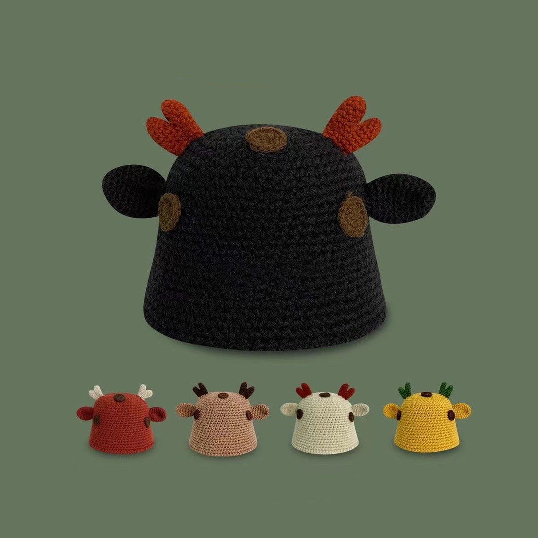 Crocheted Bull Horn Hat Crochet Bucket Hat Crochet Cute - Etsy