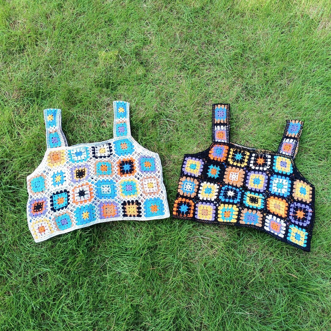Granny Square Crop Top Crochet Top Handmade Crop Top - Etsy
