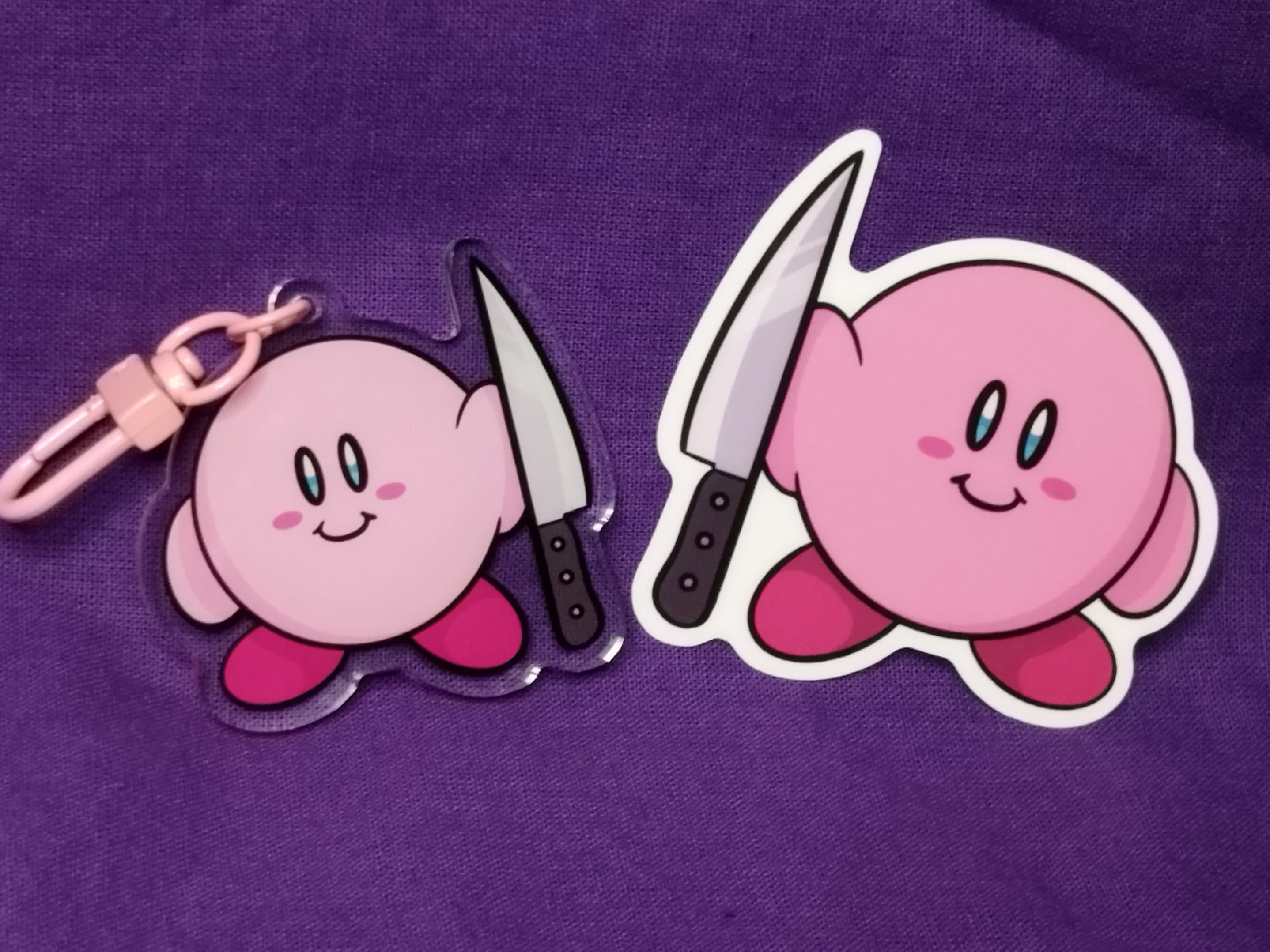 Kirby With A Knife Sticker/keychain - Etsy