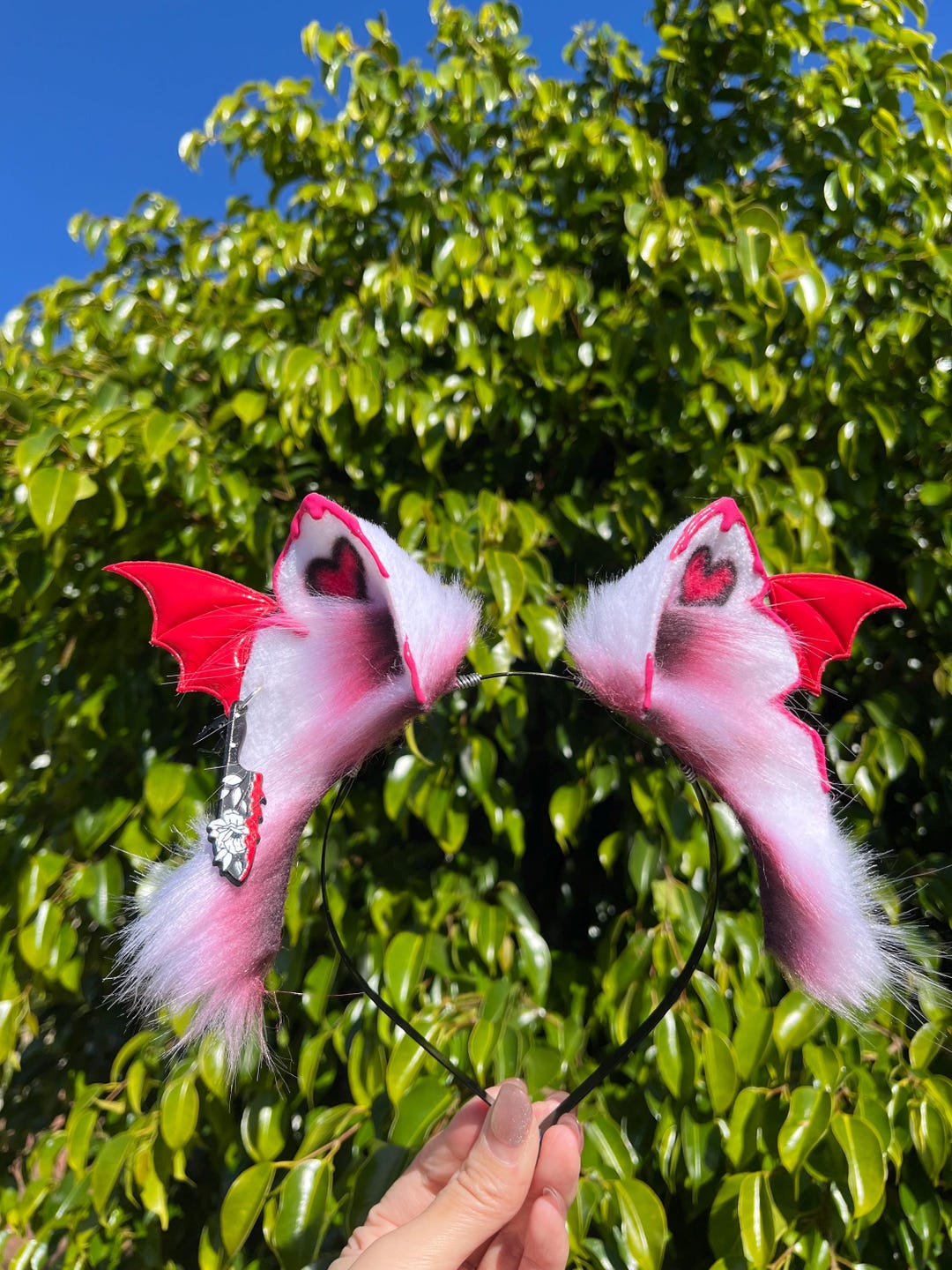 Halloween Devil Vampire Cat Ears/cat Ears Headband/ Red Blood Cat Ears ...