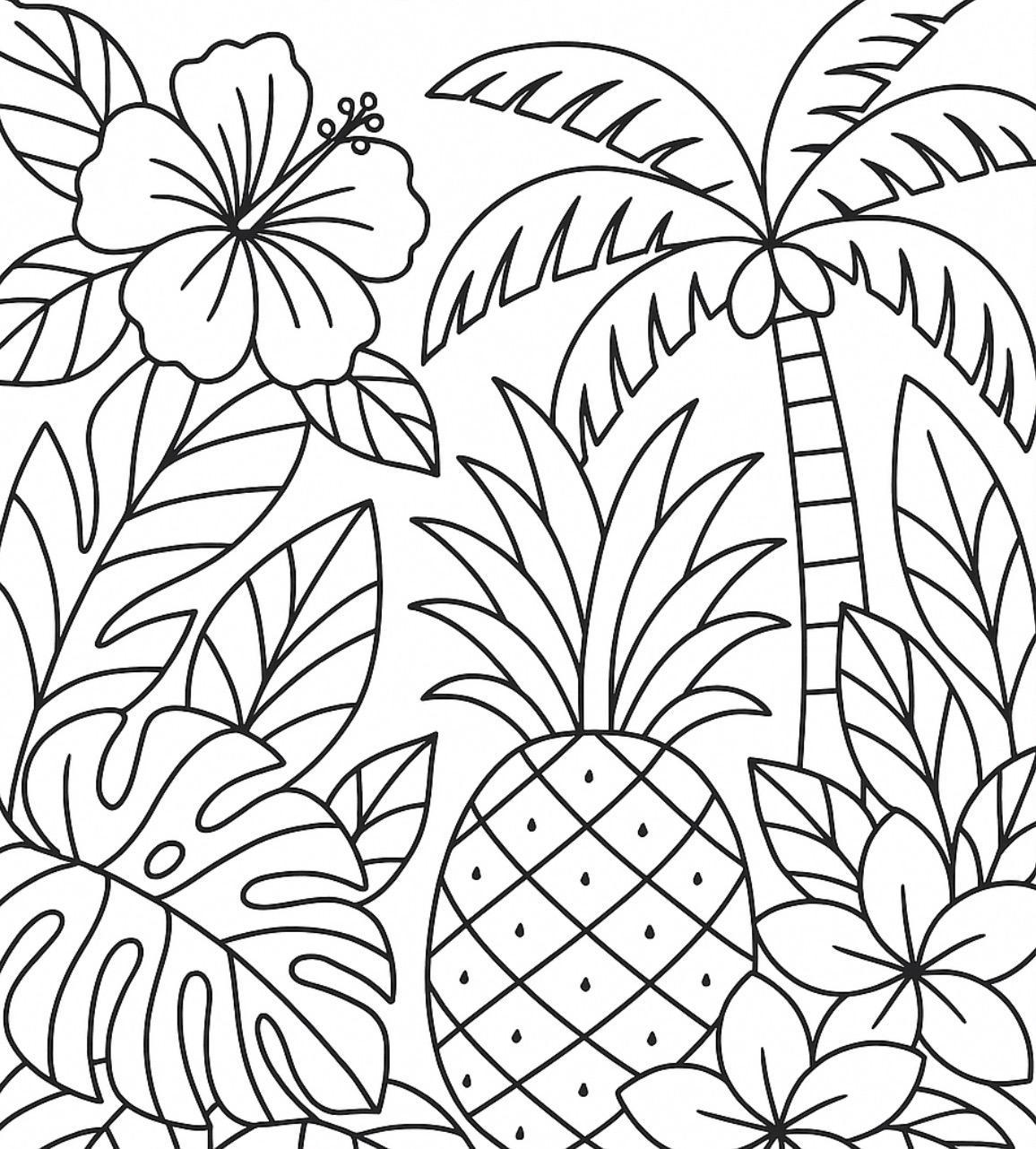Tropical Adult Coloring Page Printable – Digital Download Relaxing ...