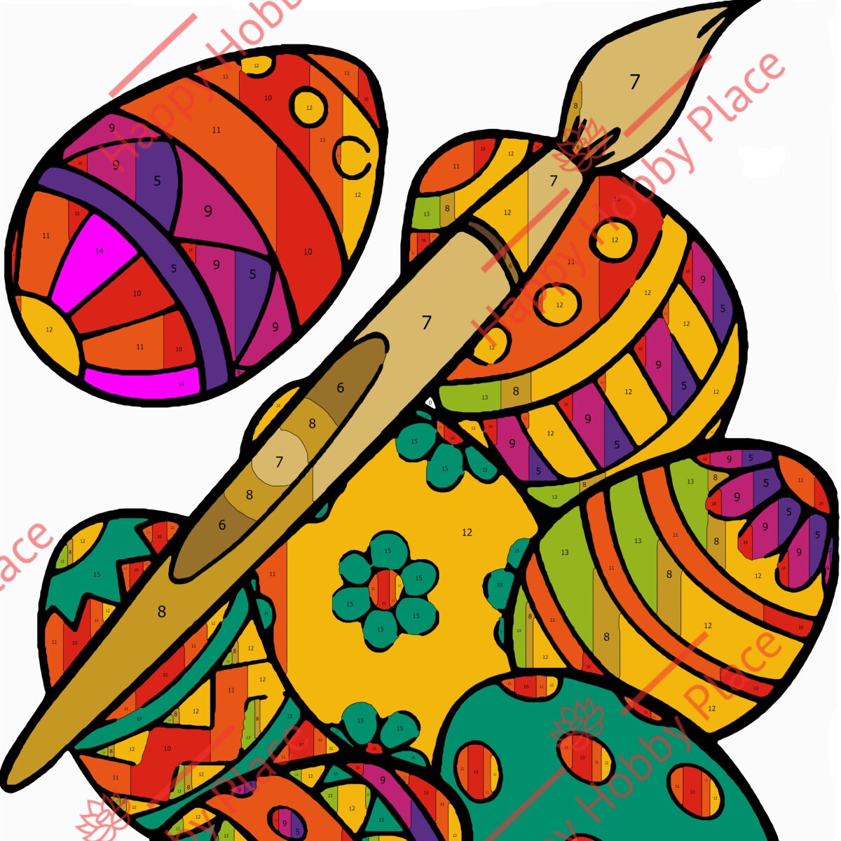 Painting by Numbers Easter Eggs DIY Painting Digital | Etsy