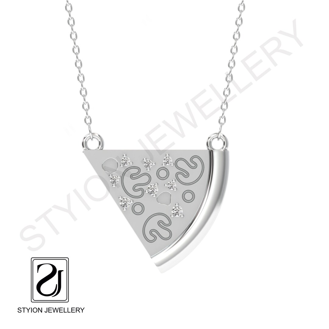 Pizza Slice Necklace: Sterling Silver Zircon Pendant - Etsy