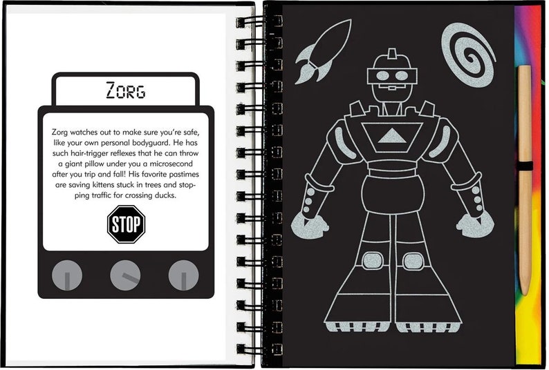 Robots Scratch and Sketch Activity Book - Etsy