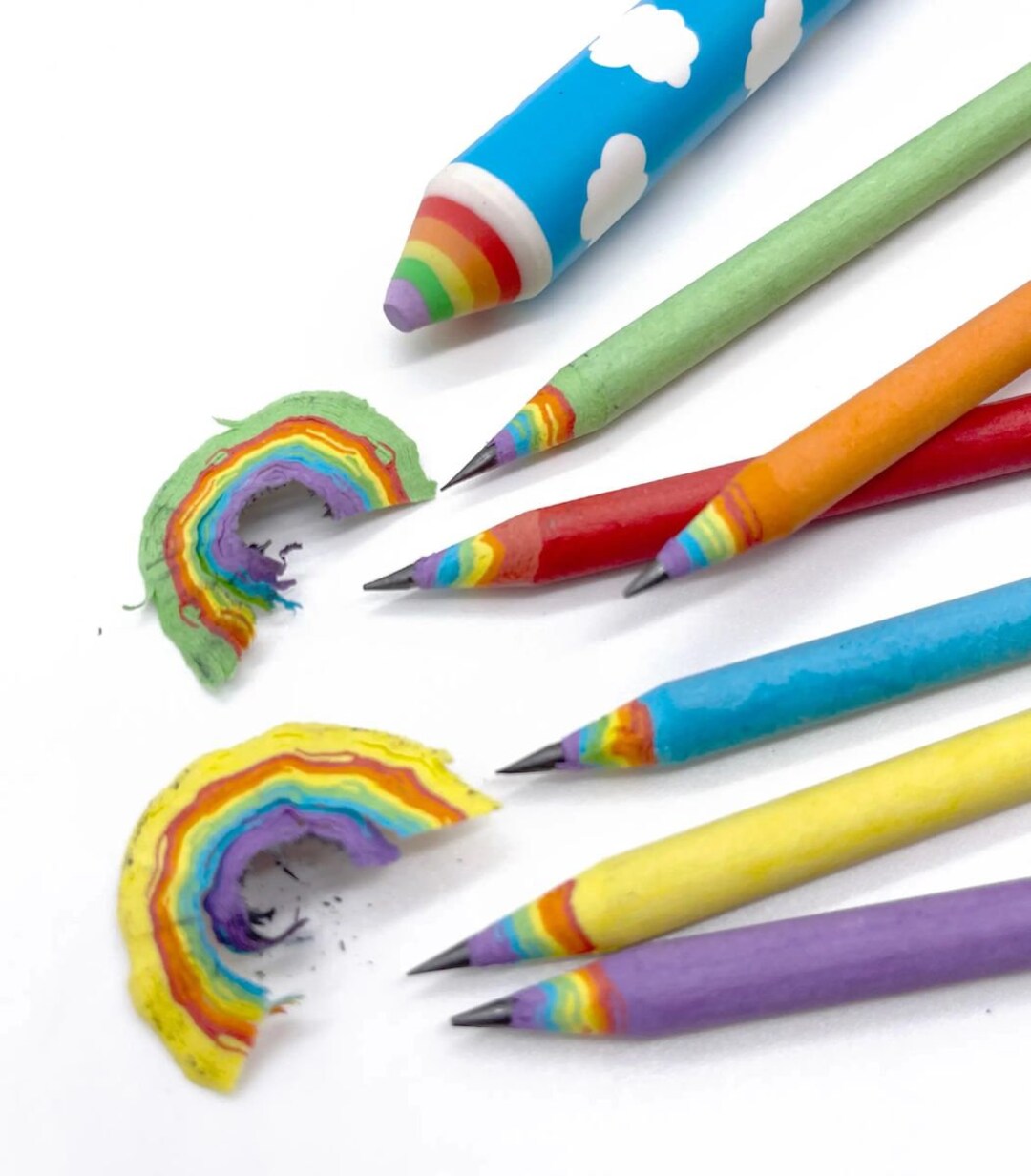 Recycled Rainbow Pencil & Eraser Set - Etsy