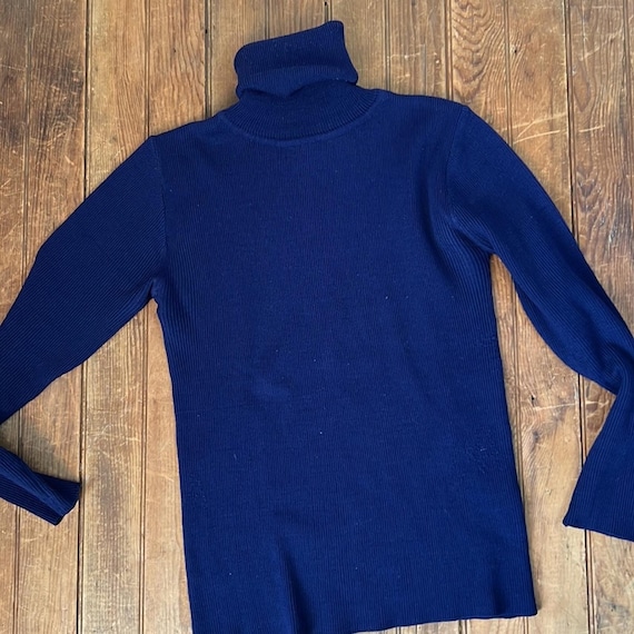 Women’s Vintage ribbed turtleneck sweater navy blue a… - Gem